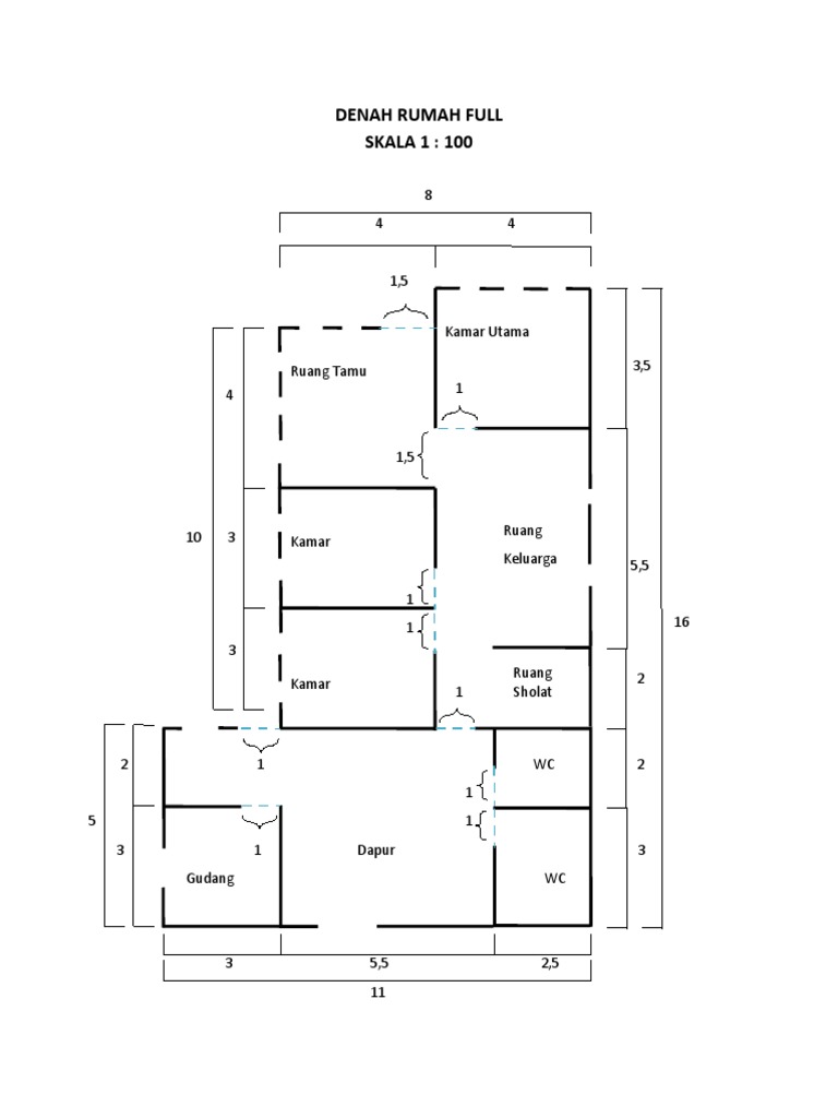 Denah Rumah Skala 1:100 Lengkap | PDF