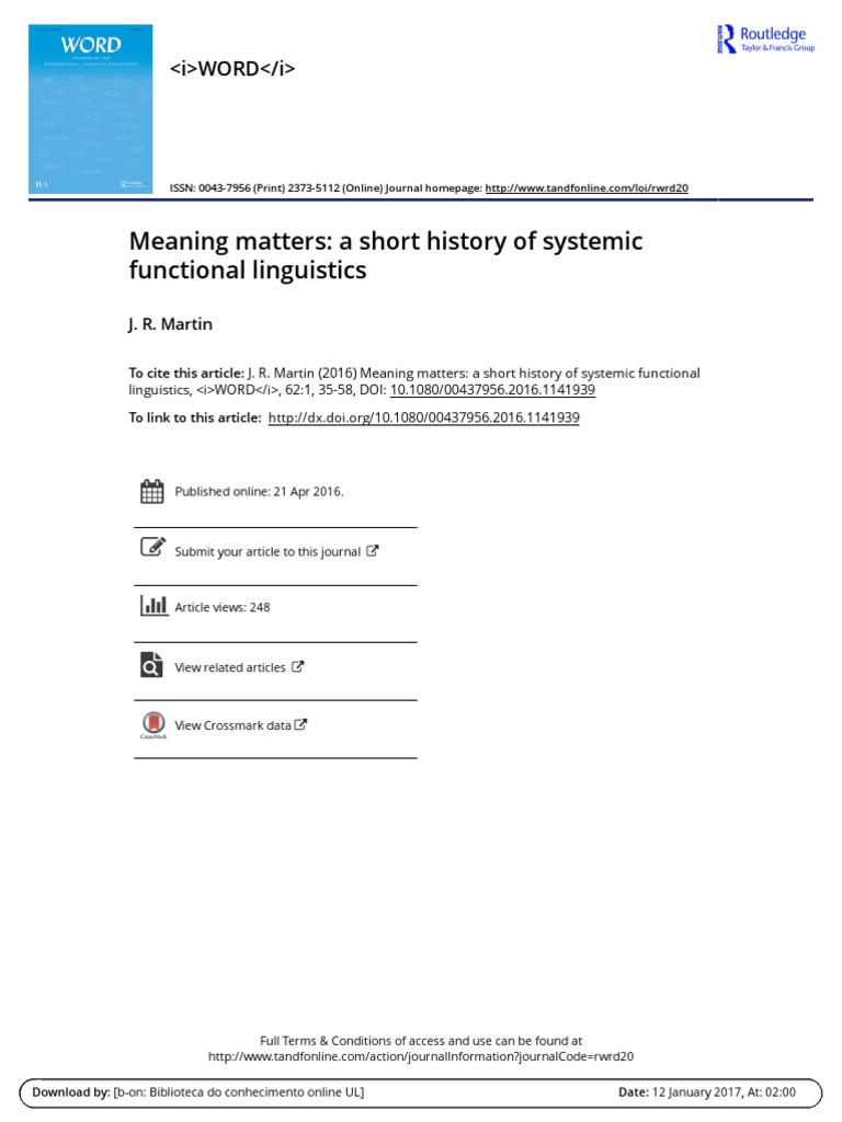 Martin - Meaning Matters | PDF | Linguistics | Language Mechanics