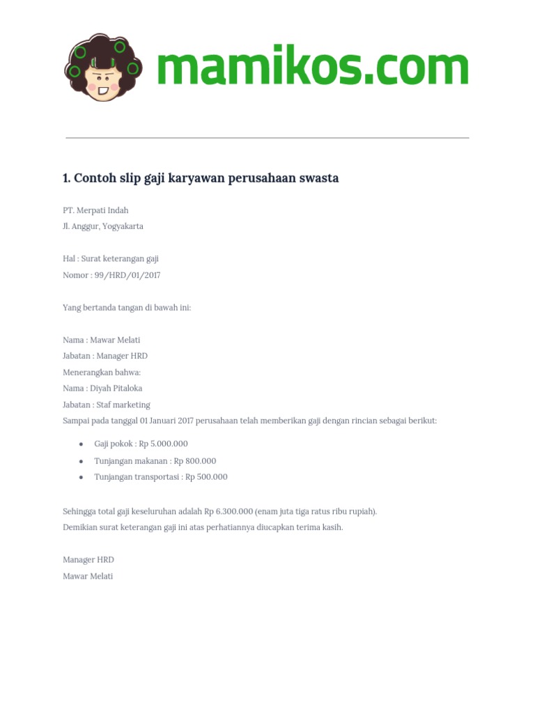 Contoh Slip Gaji Karyawan Swasta | PDF | Karier & Perkembangan