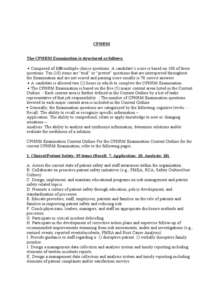 Course Outline CPHRM | PDF | Regulatory Compliance | Joint Commission