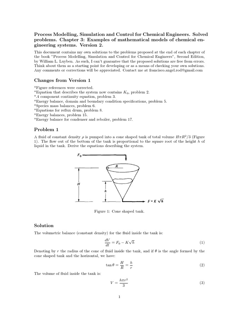 Process Modelling Simulation and Control PDF | PDF | Chemical Reactor ...