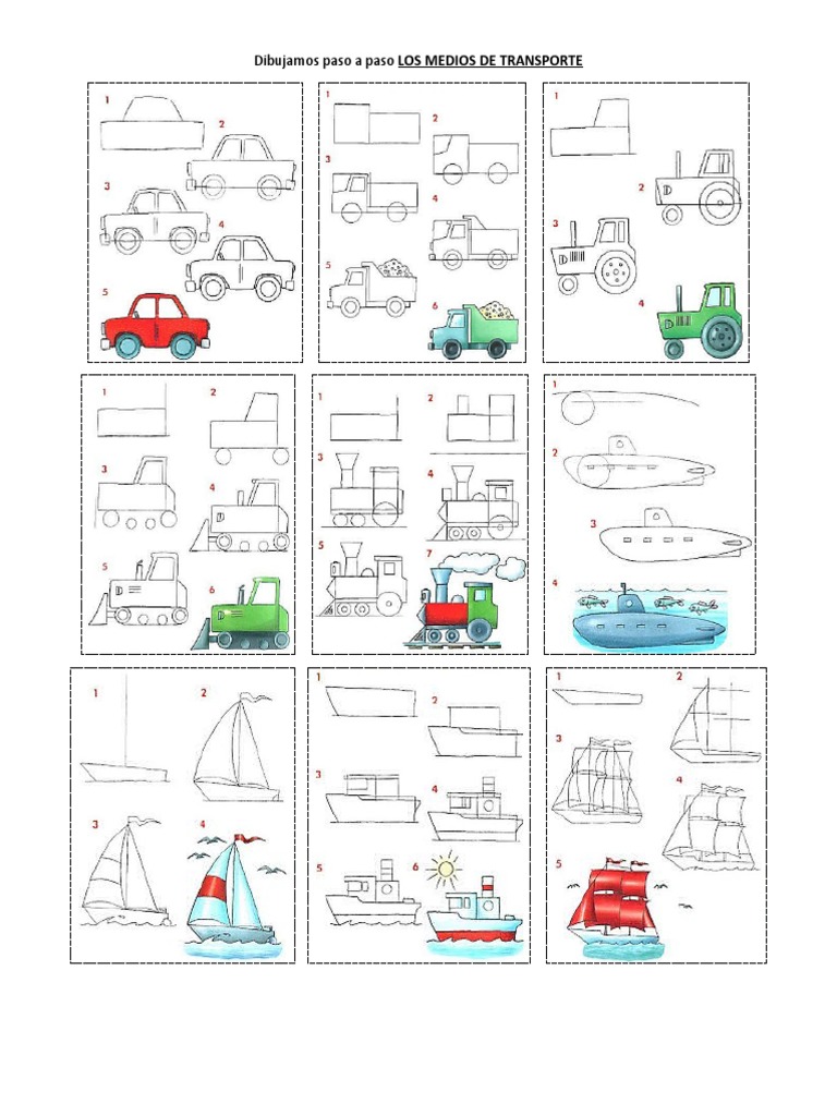Dibujamos Paso A Paso LOS MEDIOS DE TRANSPORTE | PDF