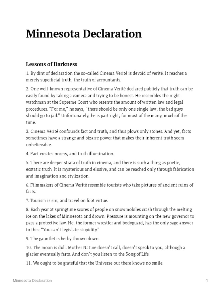 Minnesota Declaration: Lessons of Darkness | PDF | History | Young Adult