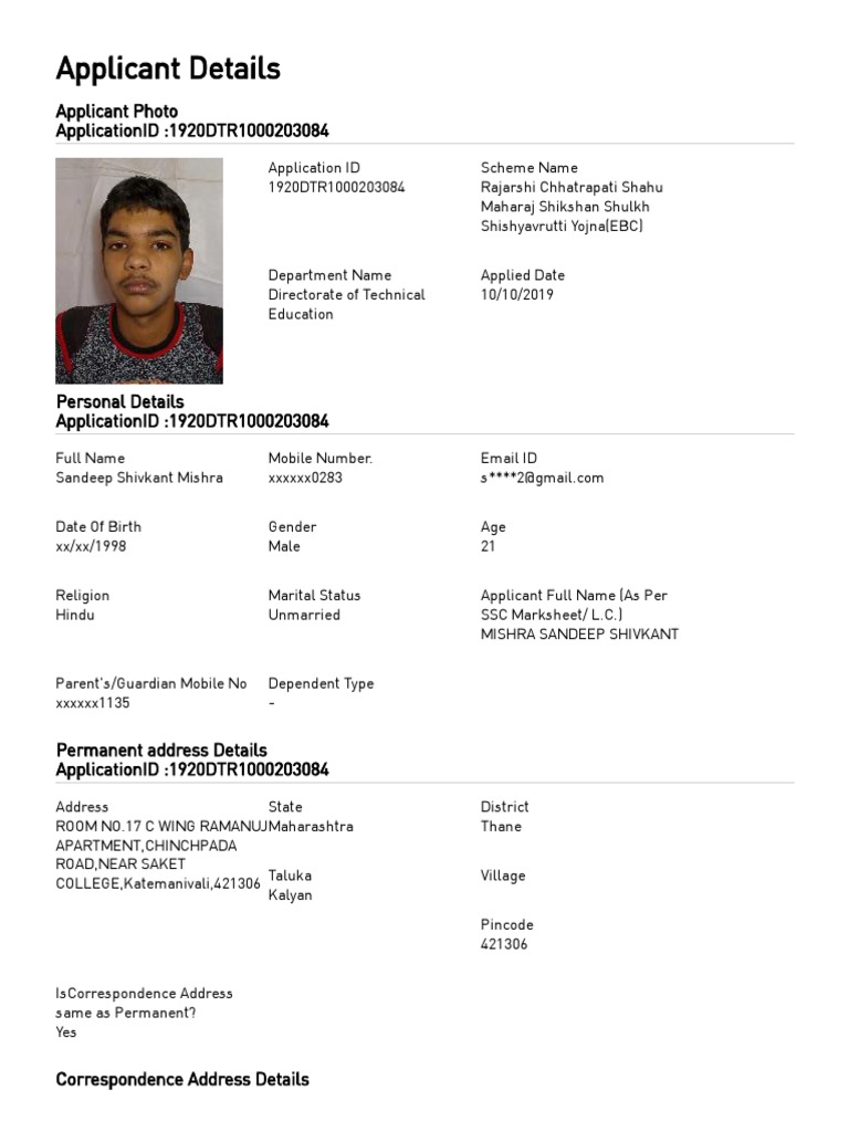 Applicant Details Applicant Details | PDF | Social Institutions ...