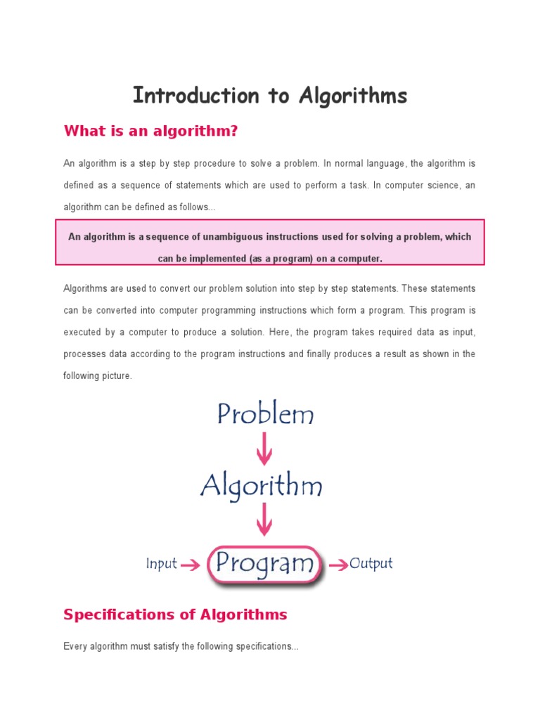 Introduction To Algorithms What Is An Algorithm Pdf Subroutine Algorithms