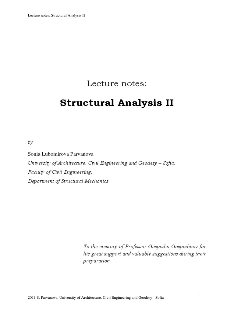 Structural Analysis II: Lecture Notes | PDF | Structural Analysis | Truss