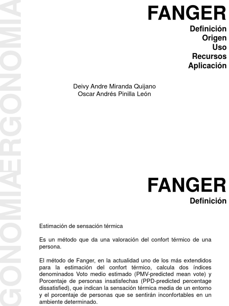 FANGER | PDF | Temperatura | Física Aplicada e Interdisciplinaria