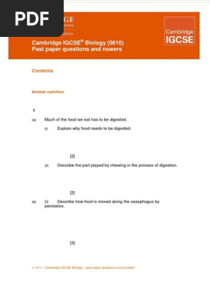Cambridge Igcse Biology 0610 Past Paper Questions And