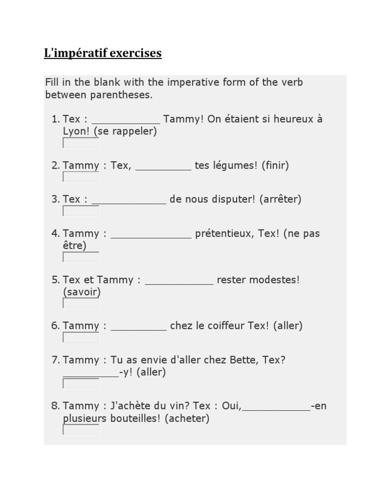 L'imperatif Exercise | PDF