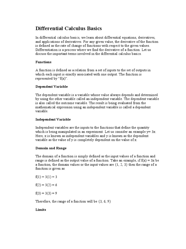 Differential Calculus Basics | Download Free PDF | Function ...