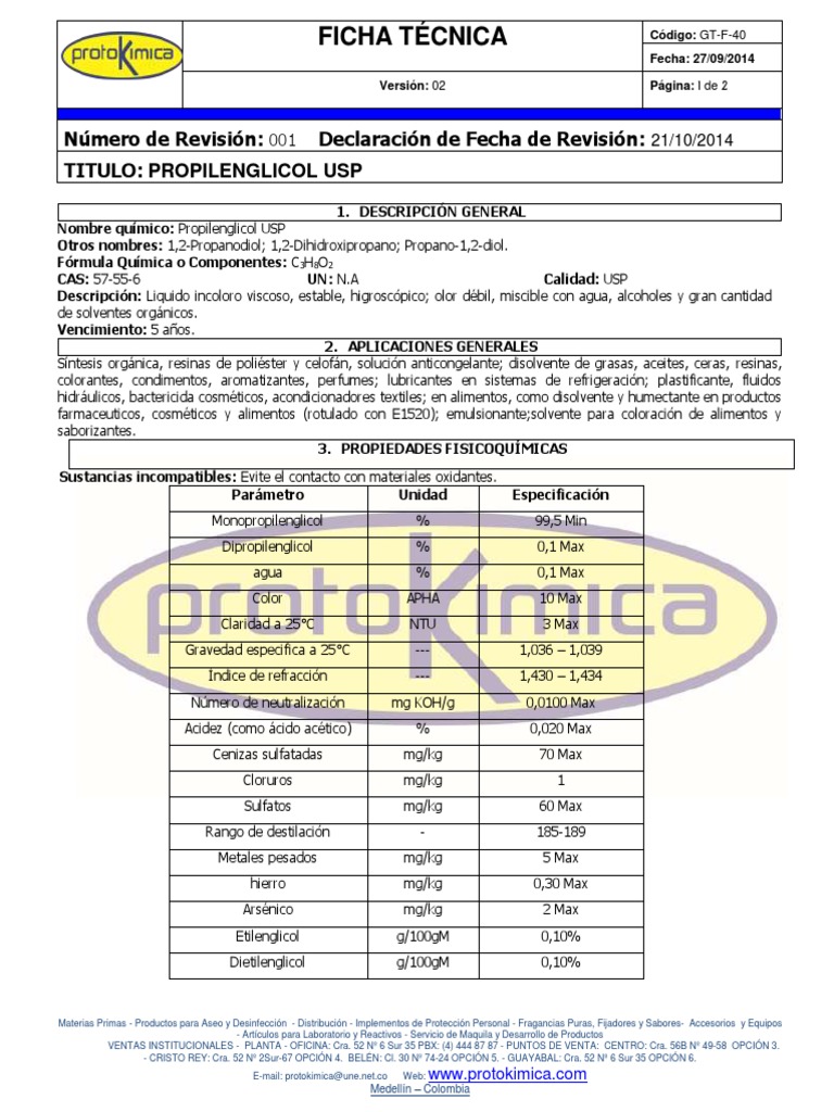 Ft-Propilenglicol Usp-10239 | PDF | Solvente | Compuestos químicos