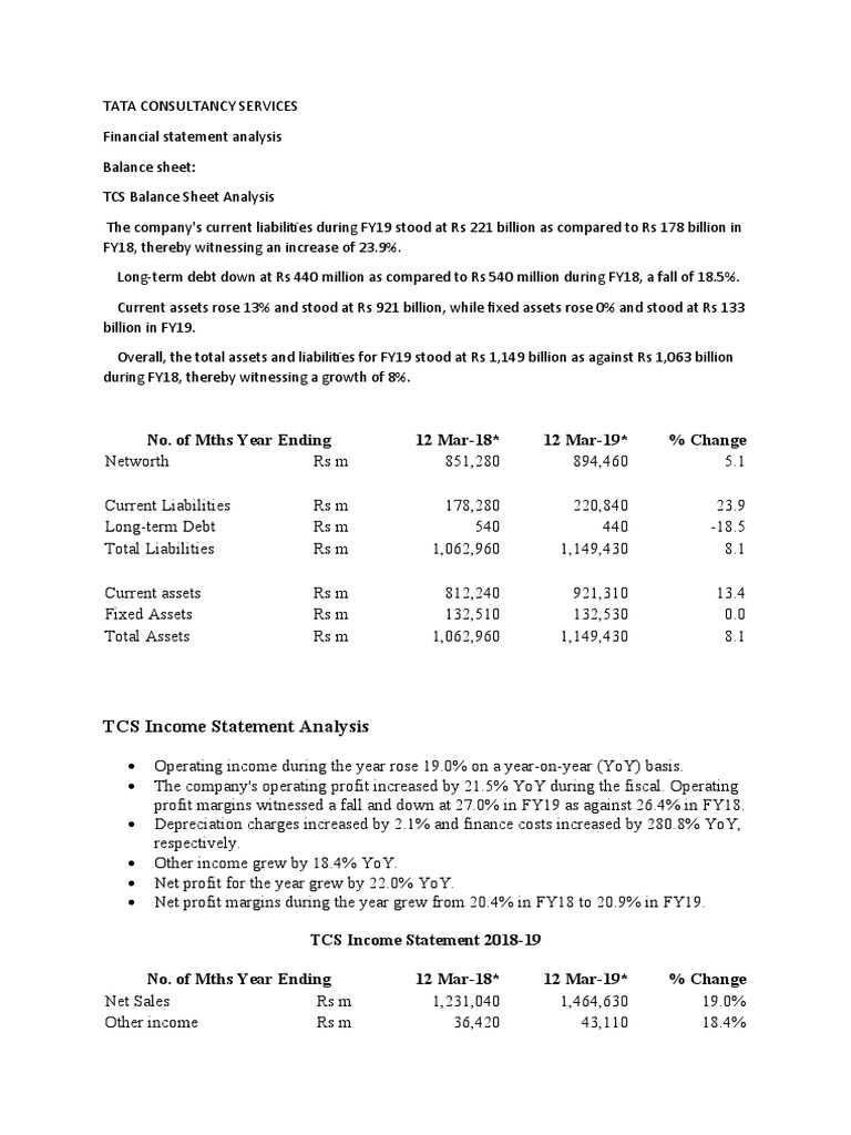 TCS Financial Statements Analysis 2023 | PDF | Cash Flow Statement ...