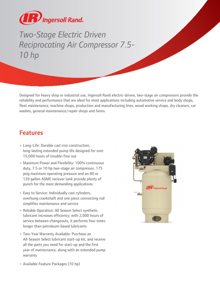 Ingersoll Rand Type-30 Reciprocating Air Compressor, HP,, 60% OFF