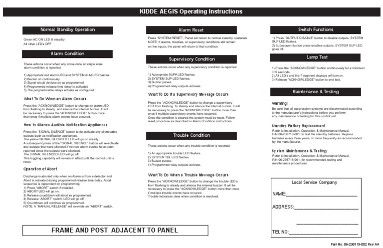 Kidde Aegis 2.0 Operating Instructions | PDF | Relay | Electronic ...
