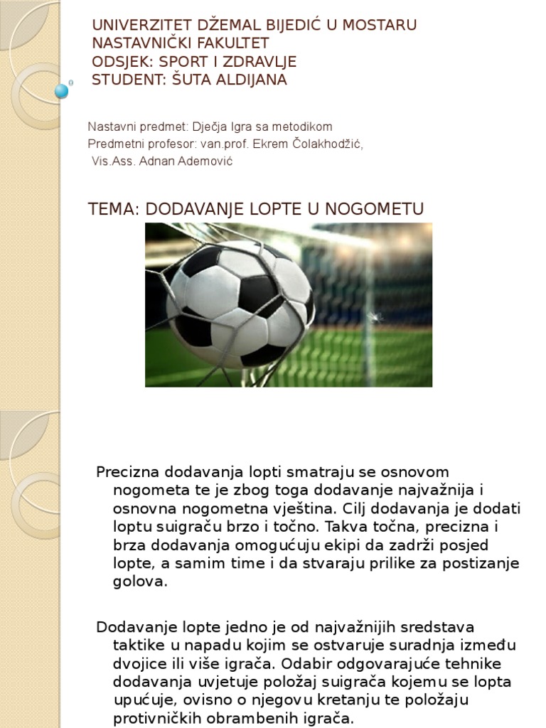 Dodavanje U Nogometu | PDF