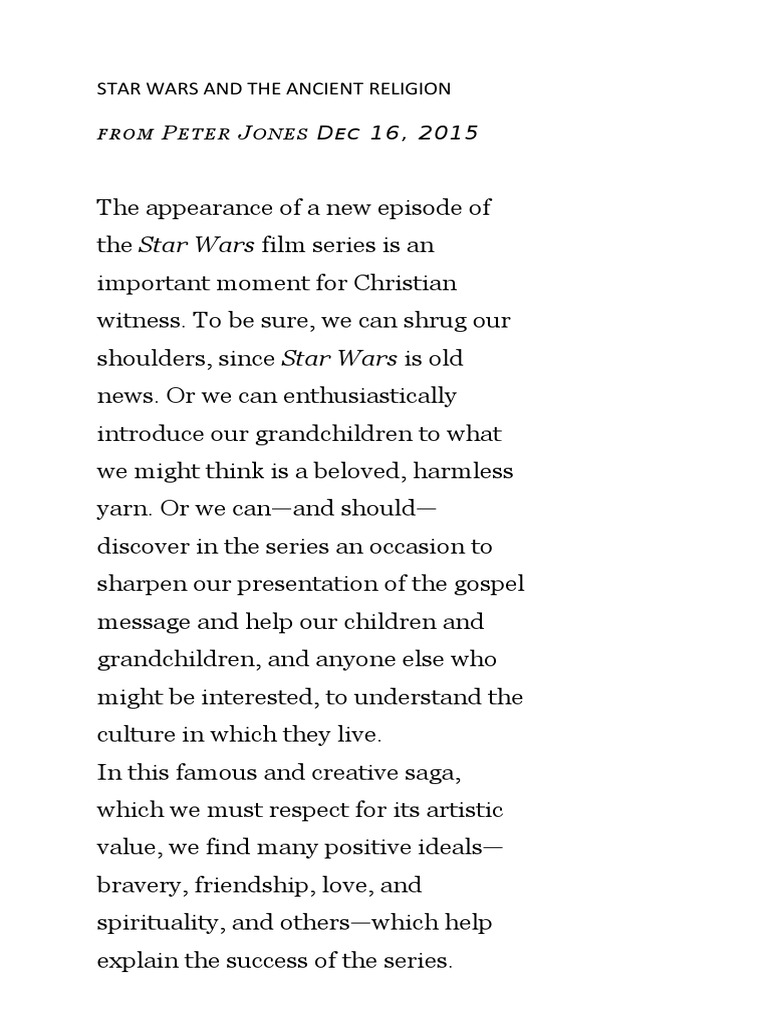 Star Wars and The Ancient Religion: Eter Ones | PDF | Skywalker Family ...