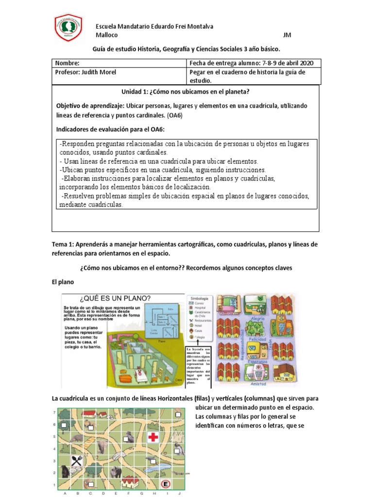 Guía de Estudio: Historia y Geografía 3° Básico | PDF | Mapa | Continente