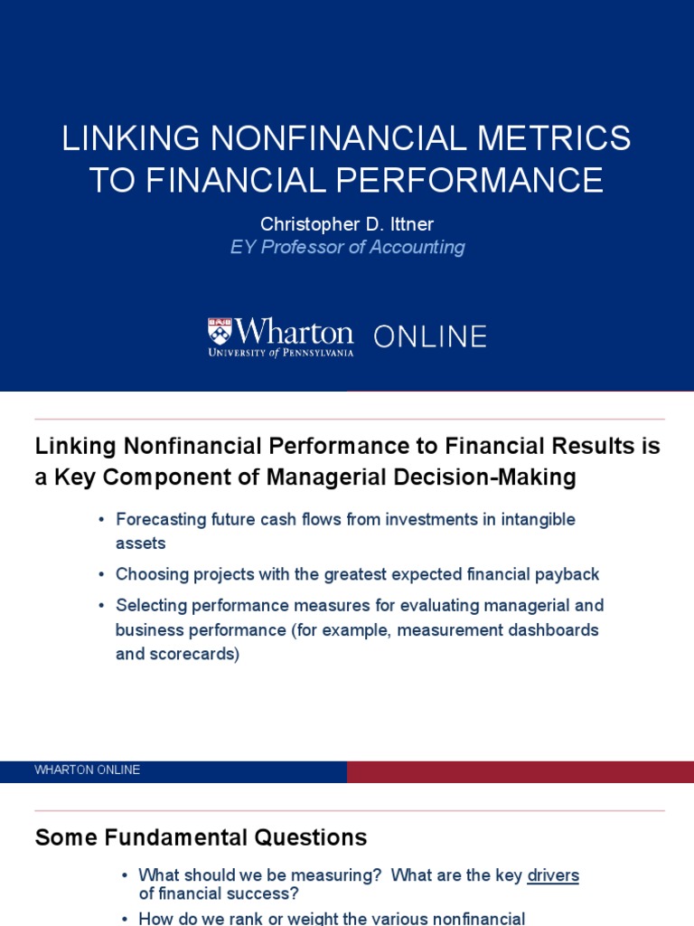 Linking Non Financial Metrics To Financial Performance PDF | PDF ...