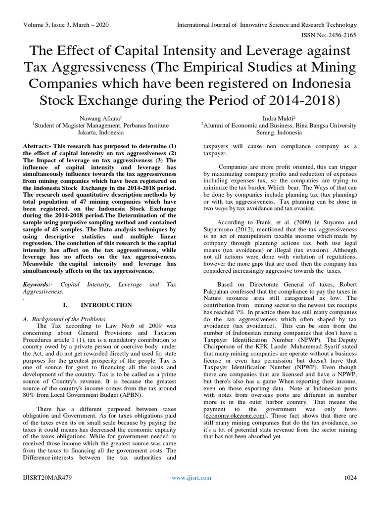 The Effect of Capital Intensity and Leverage Against | PDF | Expense ...