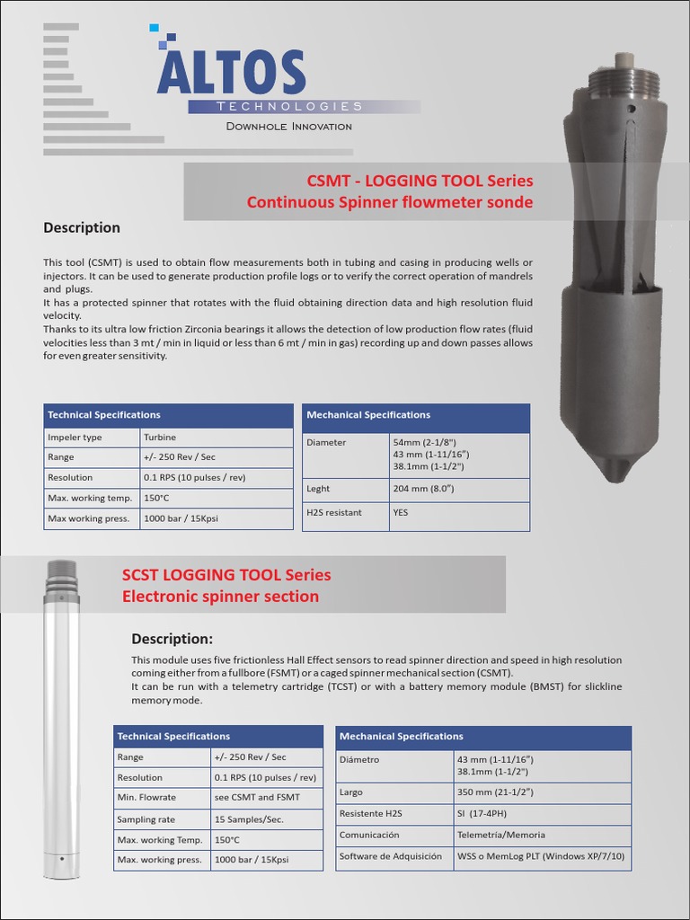 CSMT - Logging Tool Series Continuous Spinner Flowmeter Sonde | PDF ...