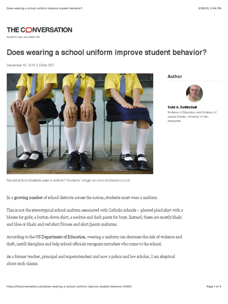Does Wearing A School Uniform Improve Student Behavior | PDF | Social ...
