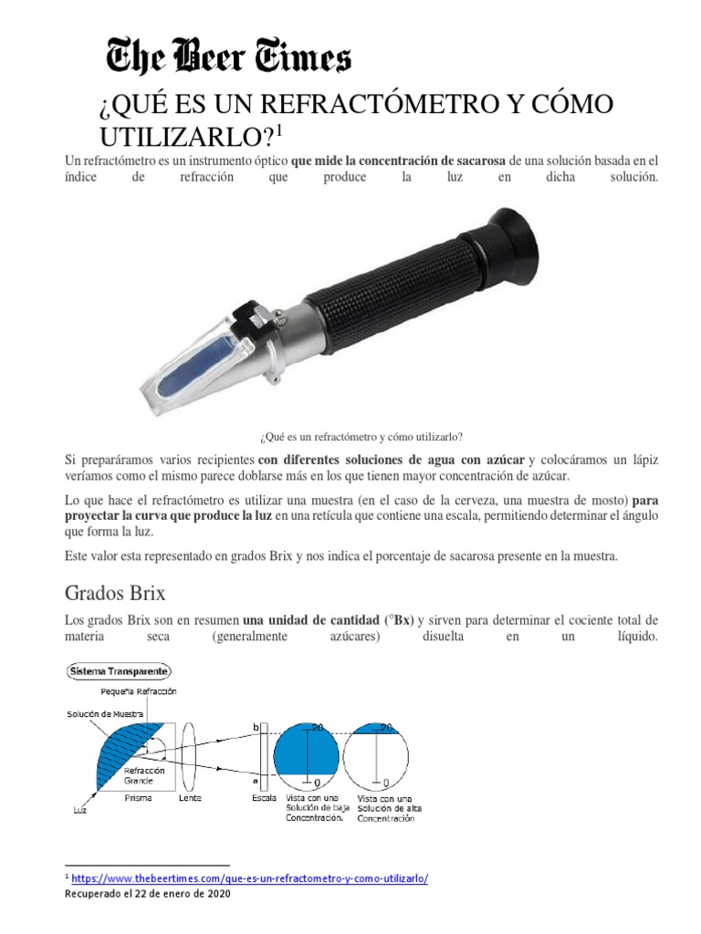 Qué Es Un Refractómetro y Cómo Utilizarlo | PDF | Ligero | Concentración