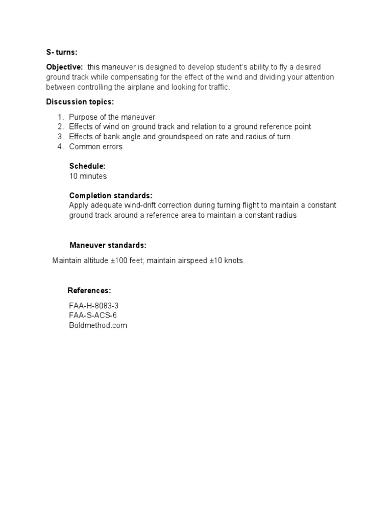 S-Turns: Objective: This Maneuver | Download Free PDF | Flight Control ...