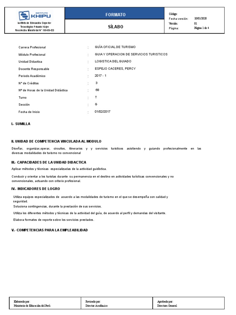 Sílabos de Logística Turística 2017 | PDF | Turismo | Logística