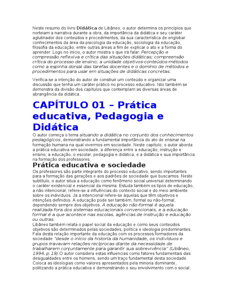 DIDATICA Libaneo | Download grátis PDF | Método de ensino | Pedagogia