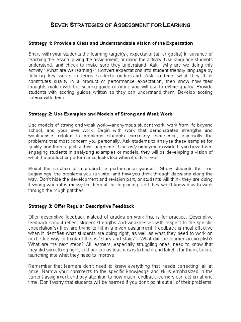 Seven Effective Assessment Strategies | PDF | Educational Assessment ...