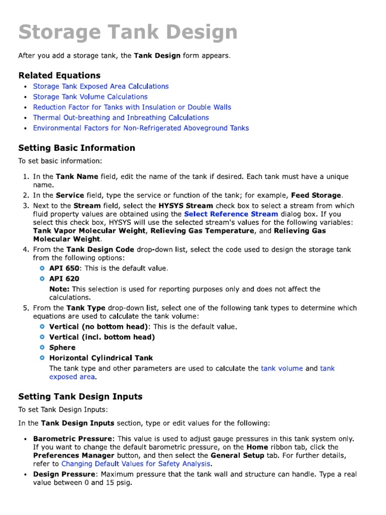 Storage Tank Design | PDF