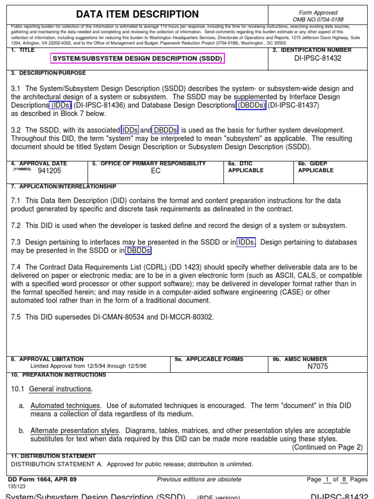 A Guide to the System/Subsystem Design Description for Designing and ...