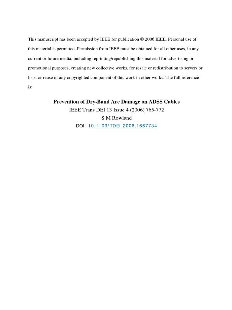 Prevention of Dry-Band Arc Damage On ADSS Cables | Download Free PDF ...