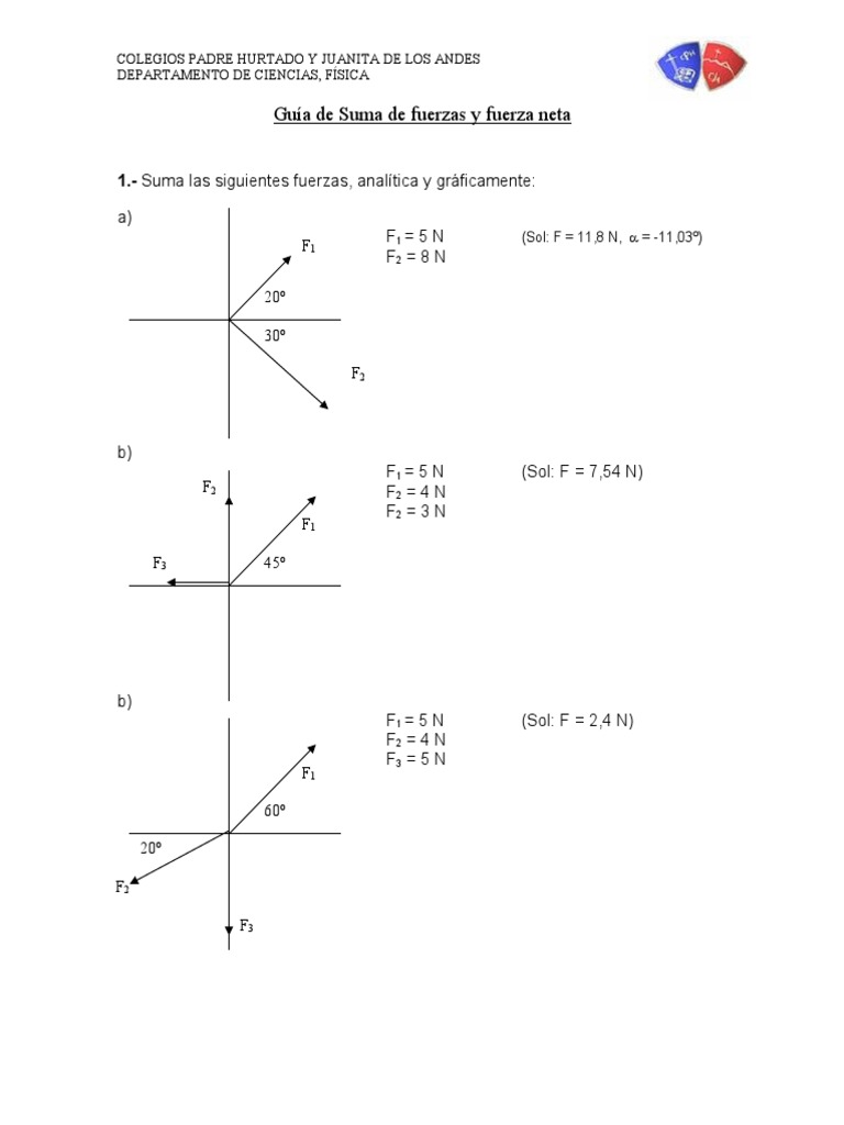 GUÍA Suma de Fuerzas y Fuerza Neta | PDF