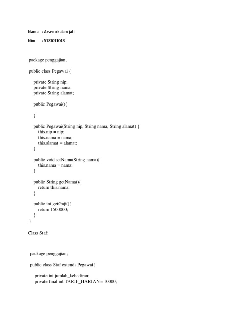 Sistem Penggajian Pegawai Java | PDF