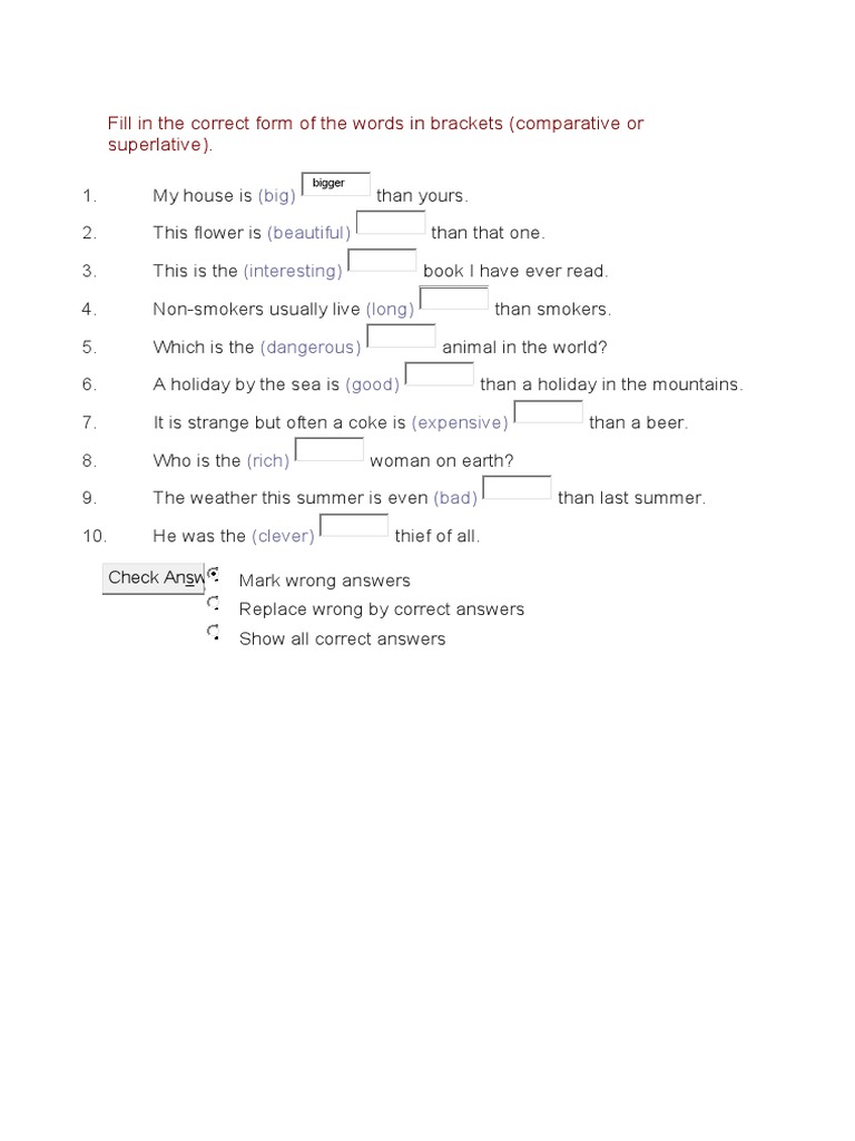 Fill in The Correct Form of The Words in Brackets | PDF