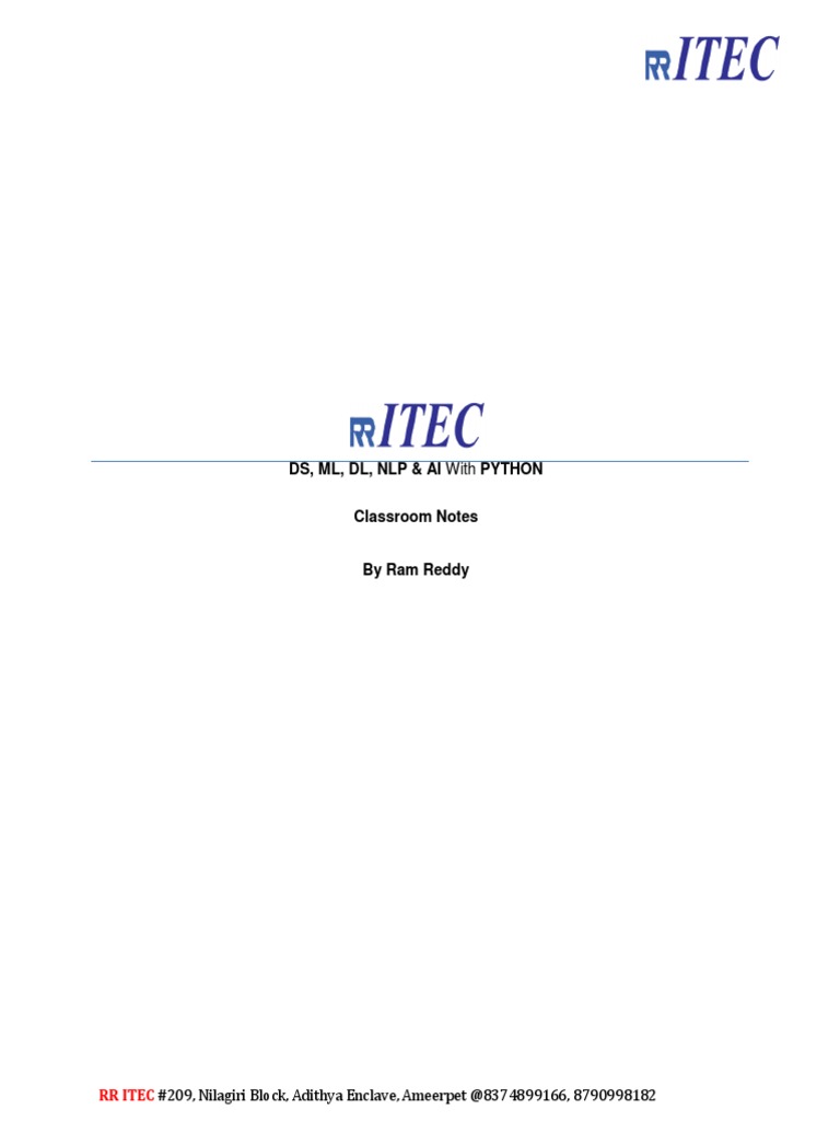 Data Science With Python Class Room Notes PDF | Download Free PDF ...