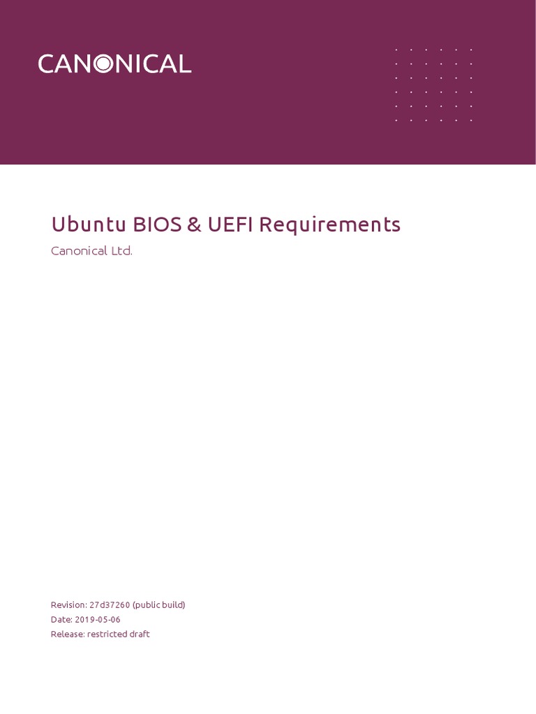 Ubuntu BIOS & UEFI Requirements: Canonical LTD | PDF | Areas Of ...
