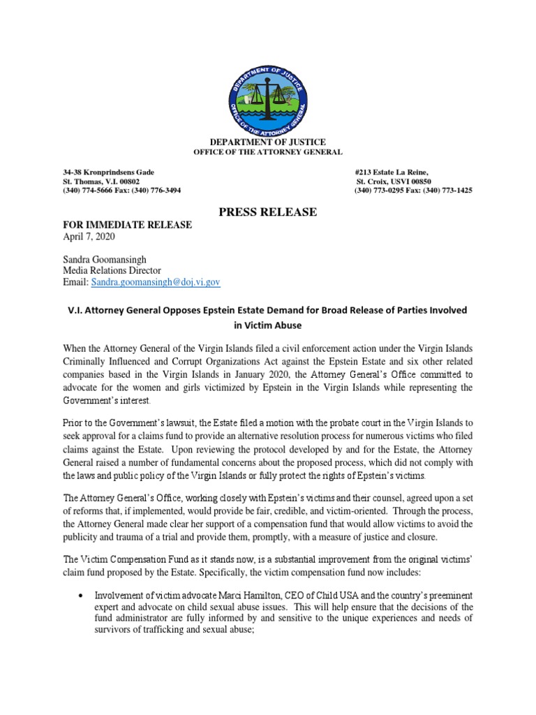 Virgin Islands Attorney General Letter | PDF | United States Virgin ...