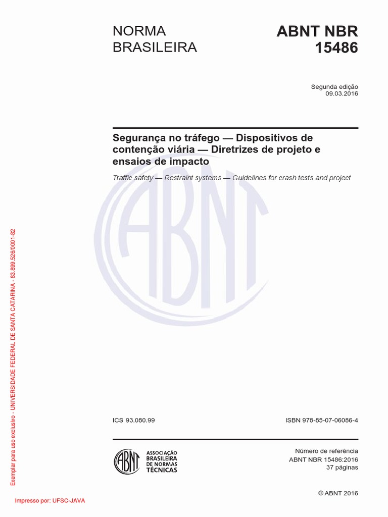 Norma Brasileira: Abnt Nbr 15486 | Tráfego | Mecânica