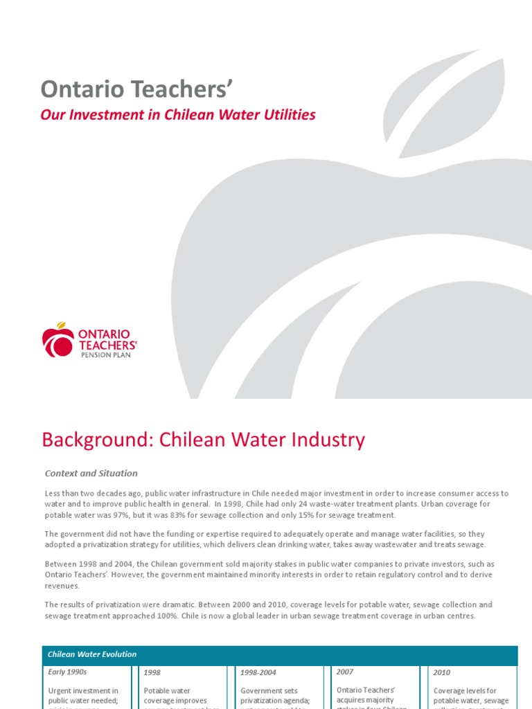 OTPP Chilean Water Investment | PDF | Drinking Water | Wastewater