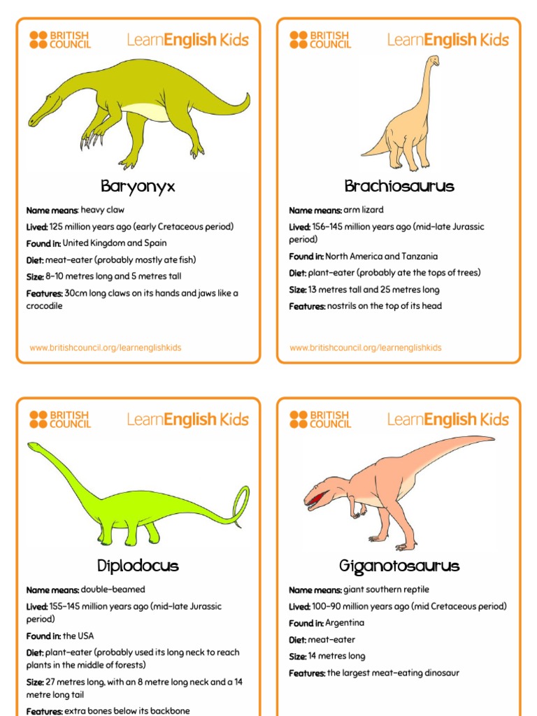 Flashcards Dinosaur Factsheets v2 | PDF | Tyrannosaurus | Paleontology