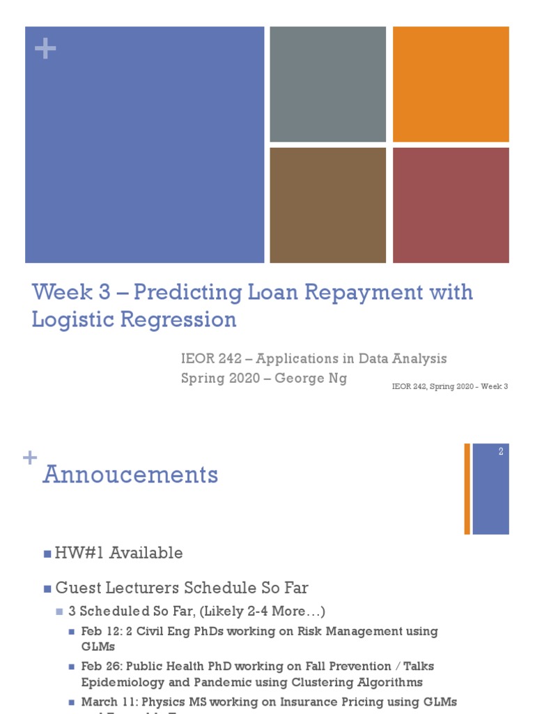 Week3 Logistic Regression Post PDF | PDF | Logistic Regression | Regression Analysis