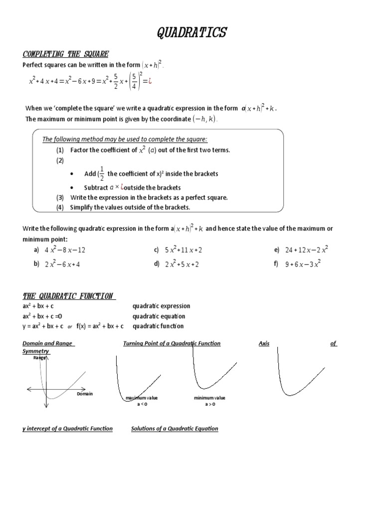 Quadratics 2016tc | PDF | Quadratic Equation | Nonlinear System