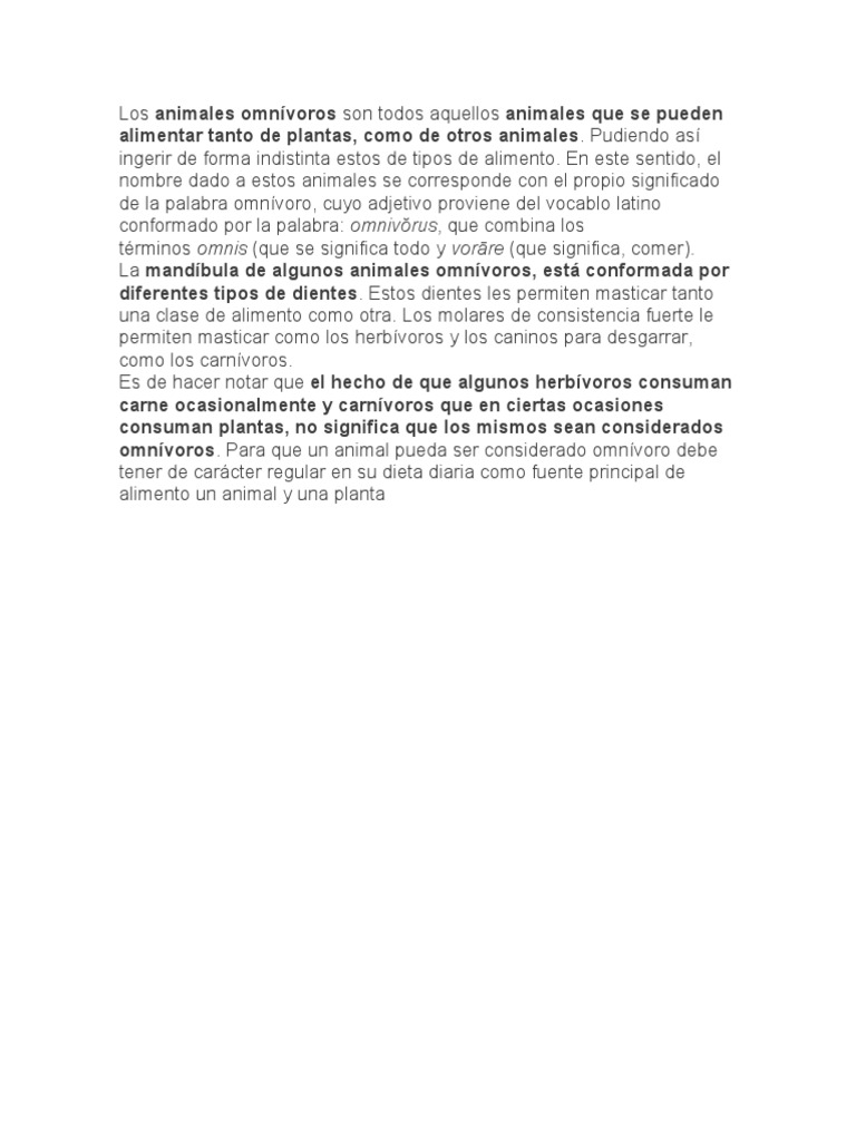 Animales Omnívoros: Dieta y Características | PDF | Hogar, jardinería y ...