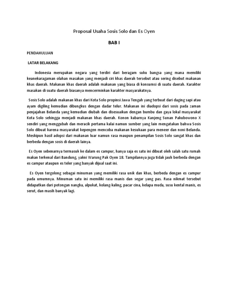 Proposal Dagang SOSIS SOLO AAA | PDF