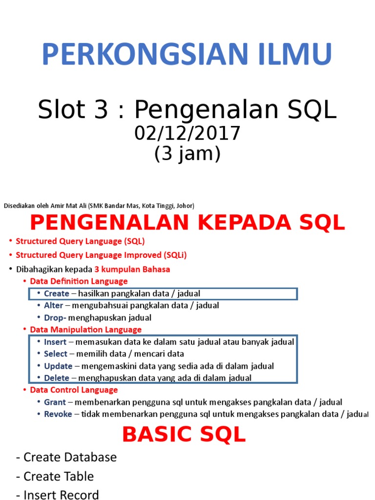 Asas SQL - Data Manipulation Language 2 | PDF