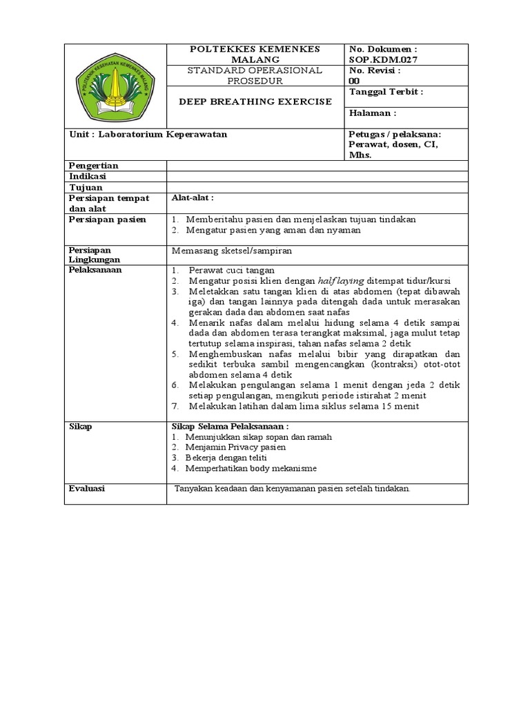 SOP Breathing Exercise | PDF