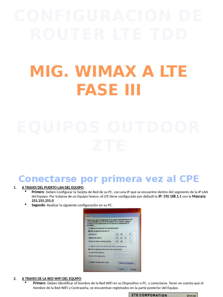 Configuración IP Router ZTE LTE | PDF | Dirección IP | Gateway ...