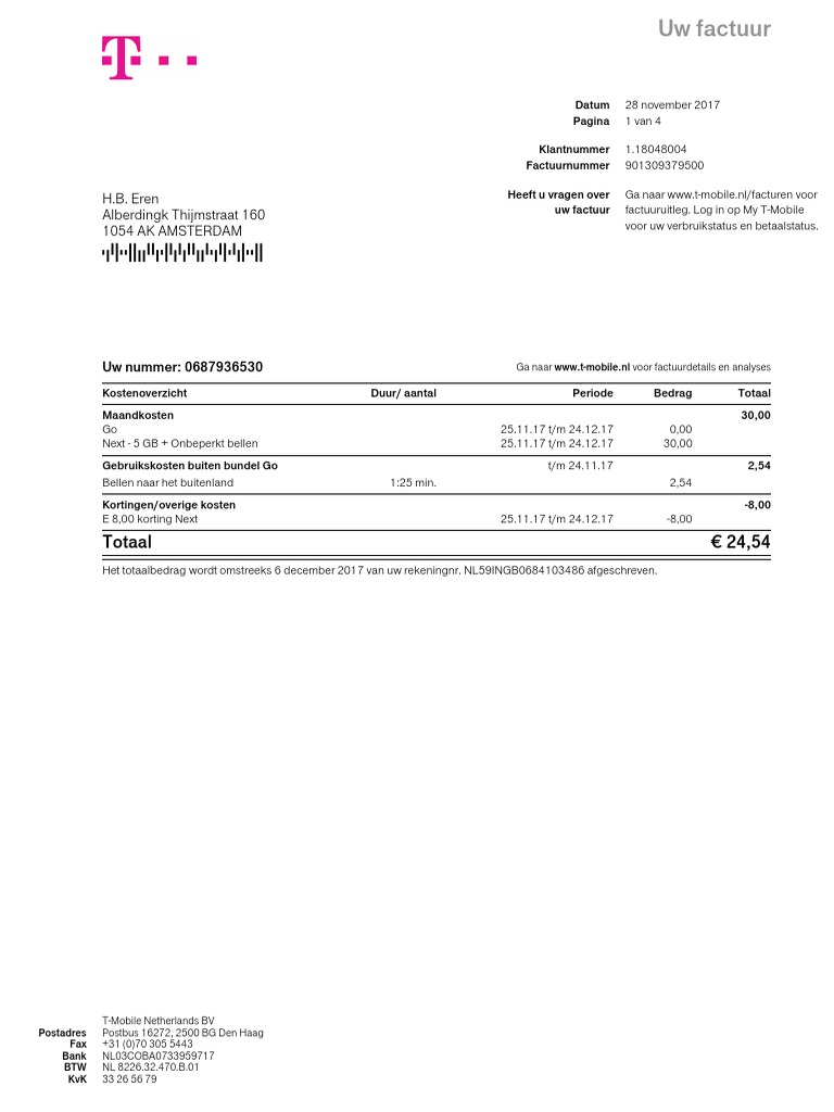 T Mobile Factuur | PDF